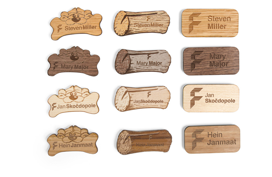 Namensschilder Holz mit Wunschnamen drucken bei FLYERALARM