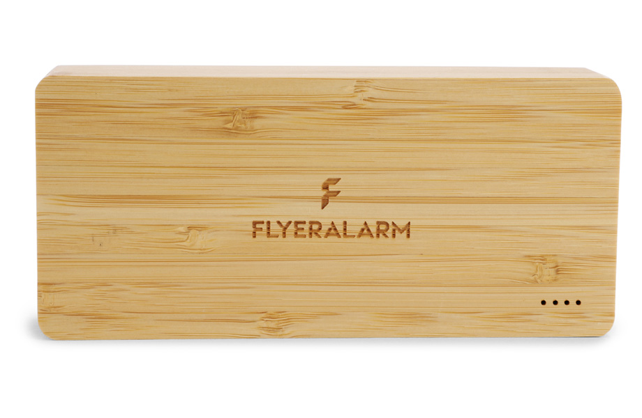 Powerbanks af bambus, 20.000 mAh - Hurtigt og billigt hos FLYERALARM
