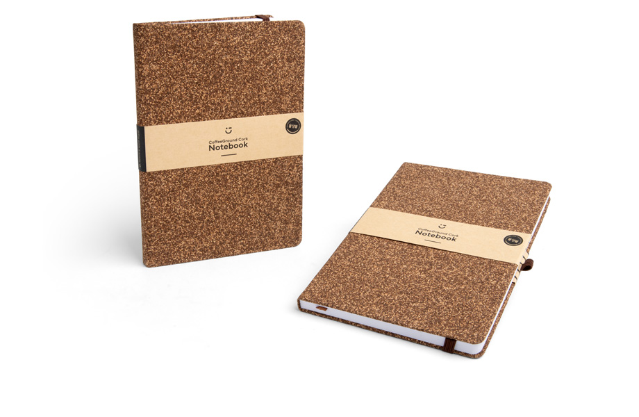 Calepins en marc de café et liège à imprimer en ligne avec FLYERALARM